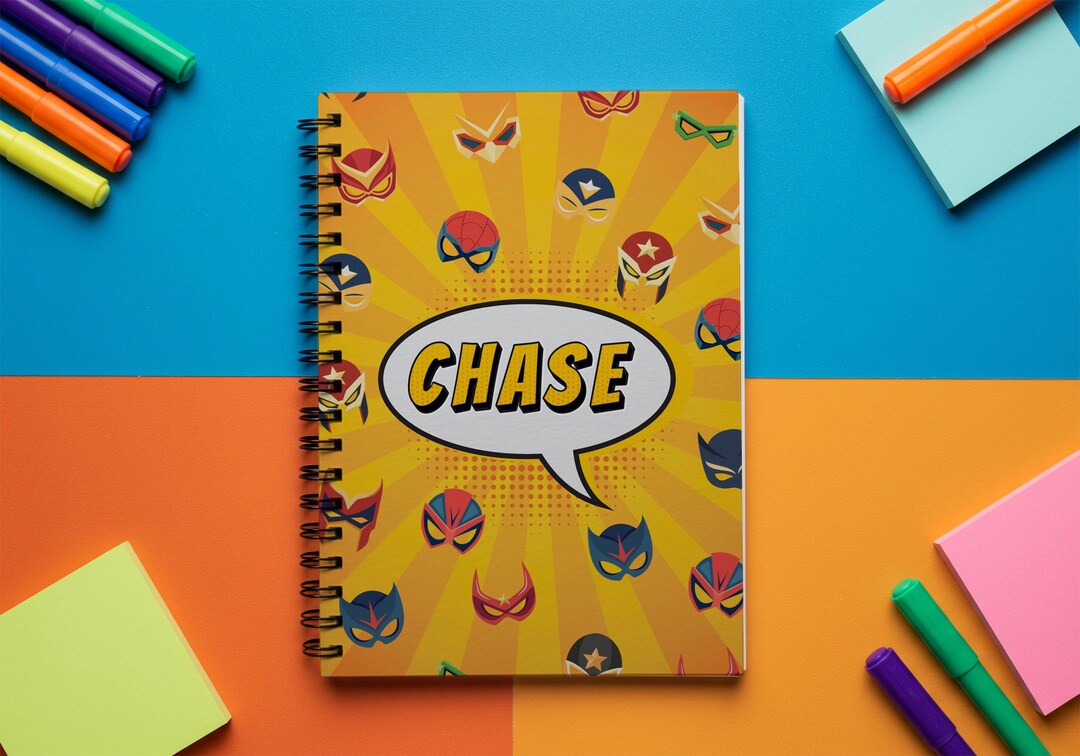 Personalized Kids Notebook Custom Spiral Notebook Superhero Notebook ...