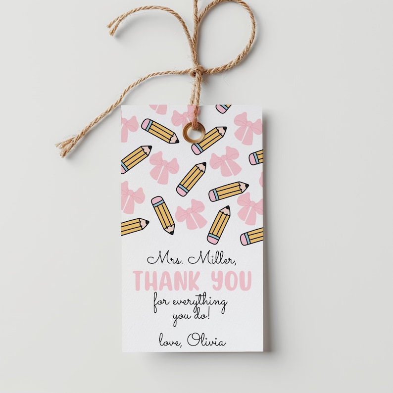 Teacher Appreciation Gift Tag, End of School Year Tag for Teacher ...