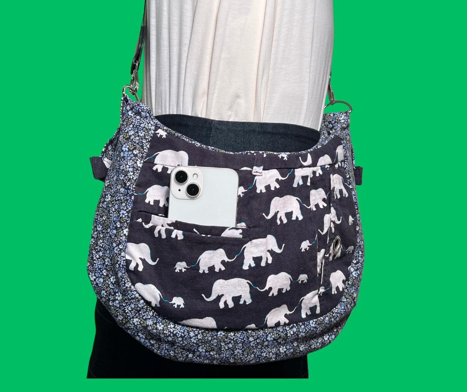 Lulu Jessie Upcycles 'elephants' Purse 13 Inches Wide X 9 Inches Deep ...