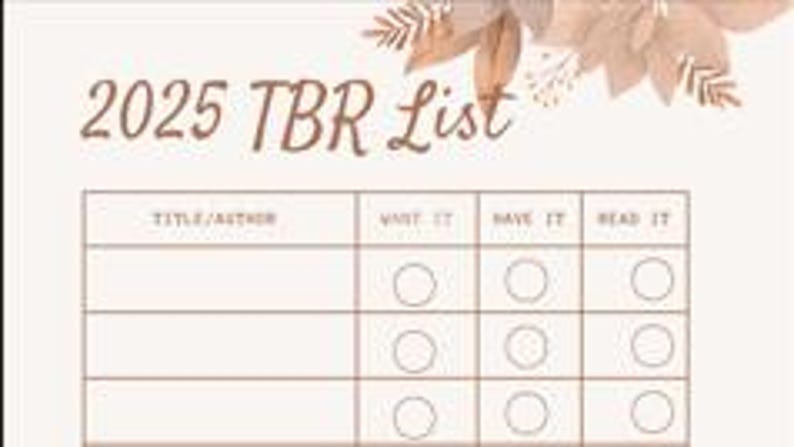 2025 to Be Read List Reading Goals Digital Download - Etsy