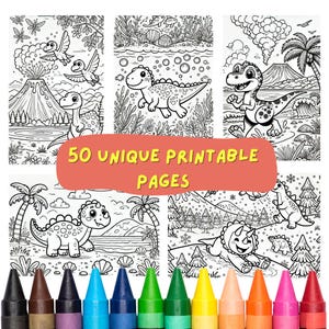 50 Dinosaur Coloring Pages - Etsy