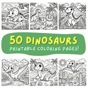 50 Dinosaur Coloring Pages - Etsy
