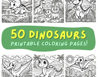 Printable Dinosaur Coloring Pages - Instant Download, Fun Prehistoric ...
