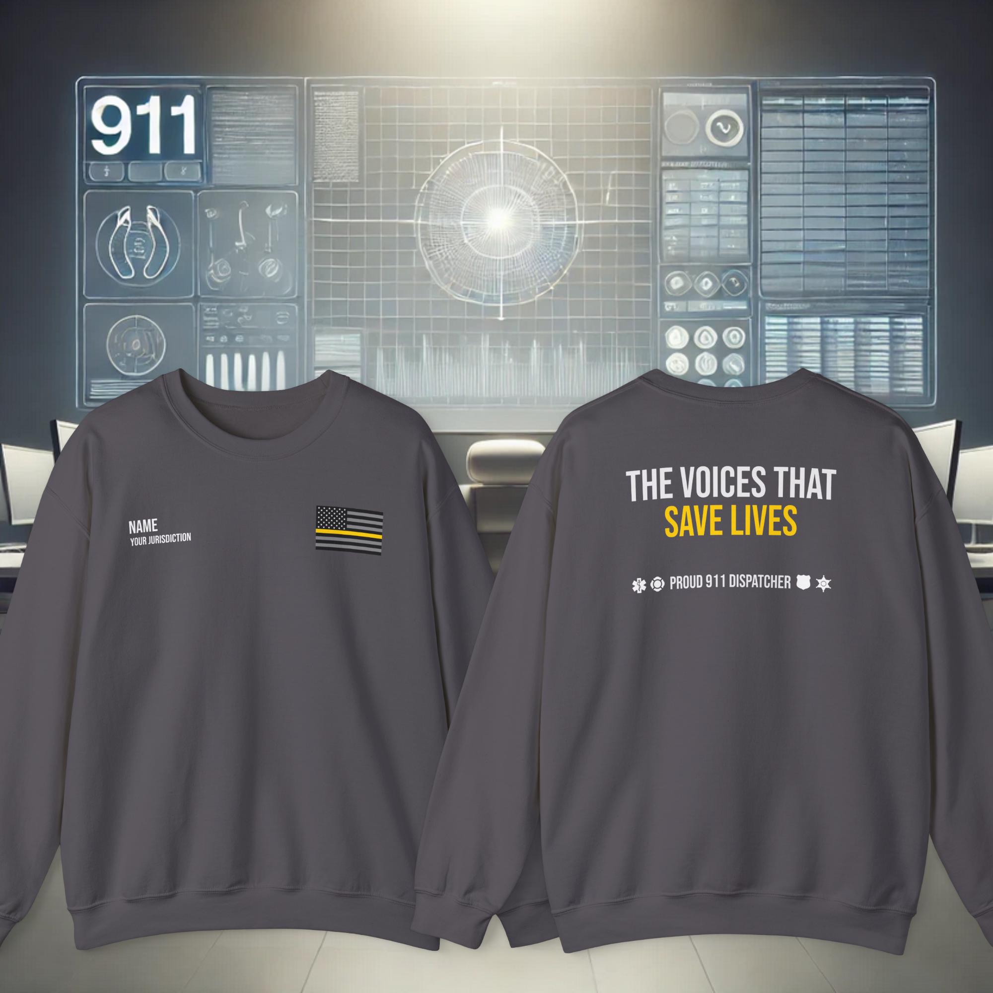Personalized 911 Dispatcher Thin Gold Line Crewneck - Custom Name ...