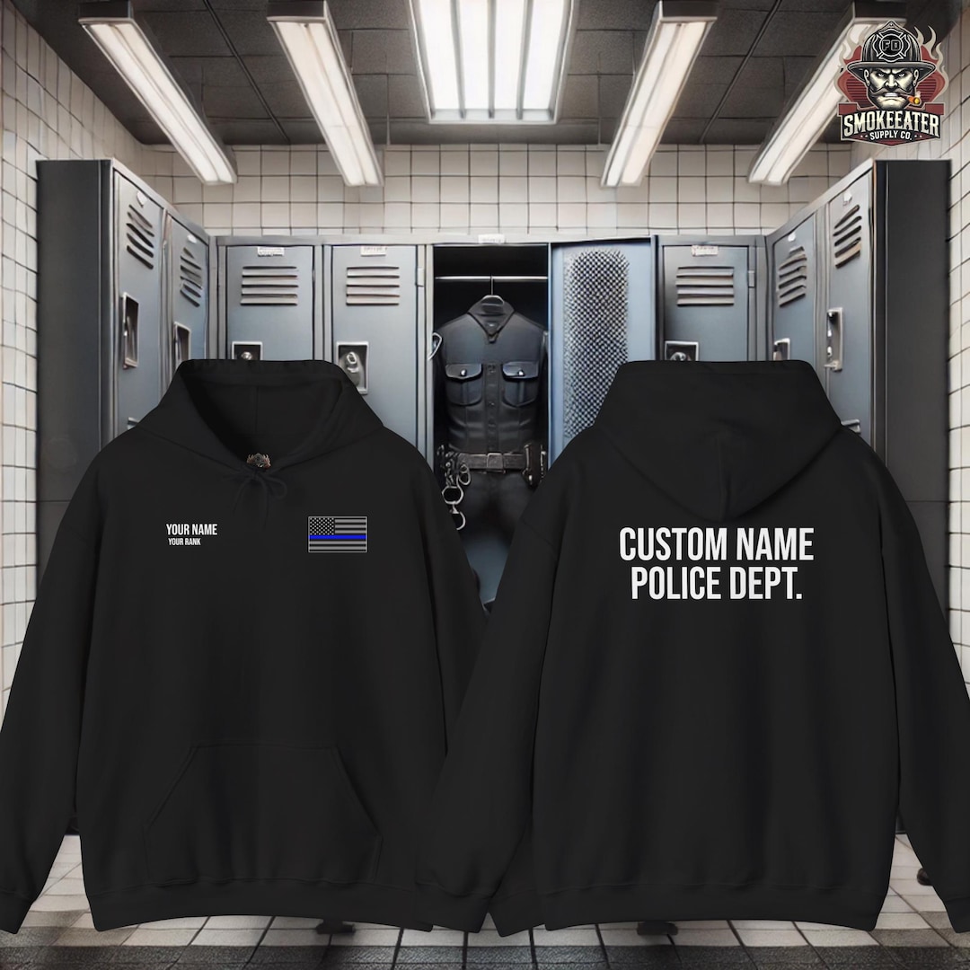 Personalized Police Officer Thin Blue Line Hoodie Custom Name, Rank ...