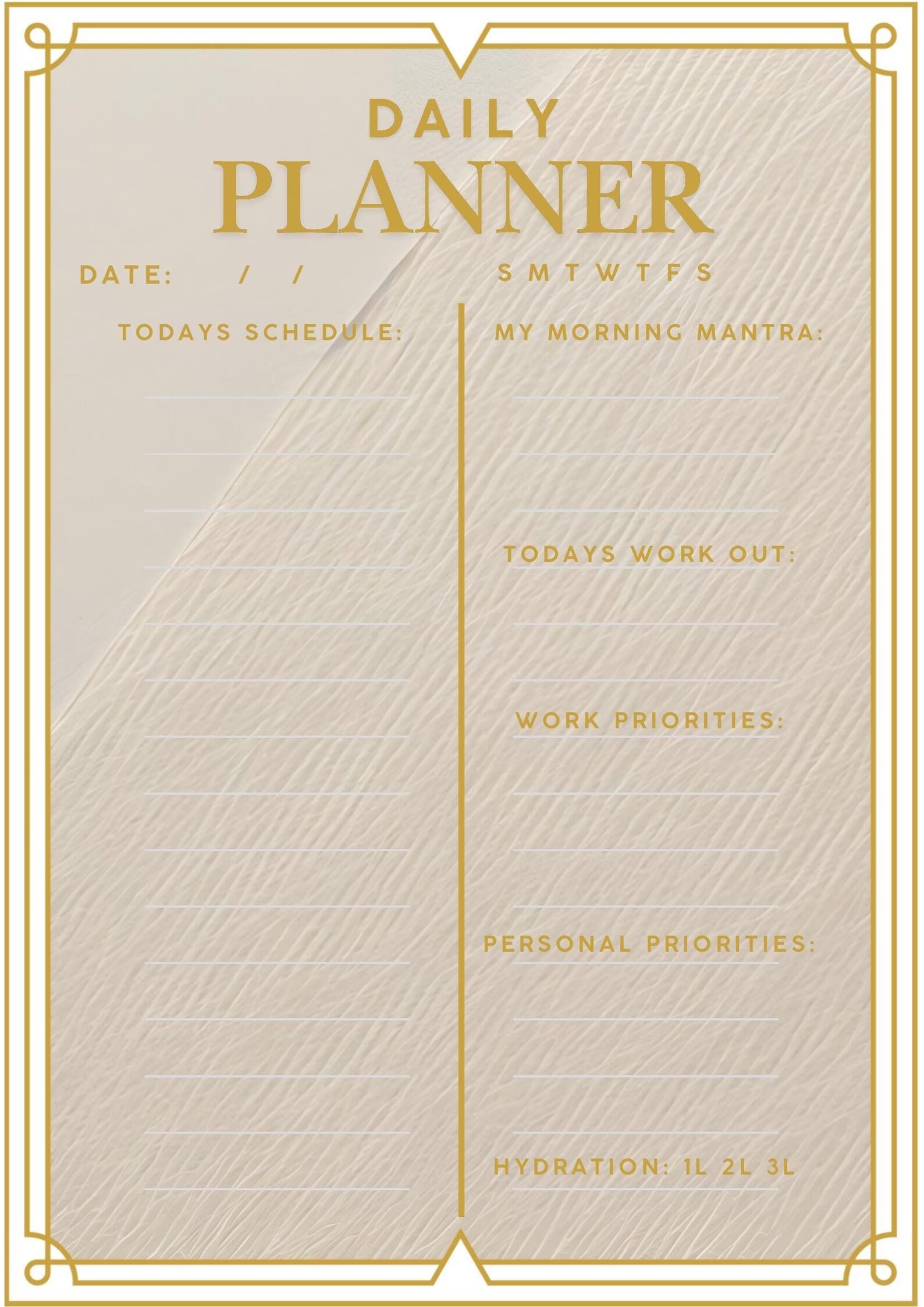 Daily Planner With Morning Mantra, Personal Goals, Work Goals, Water ...