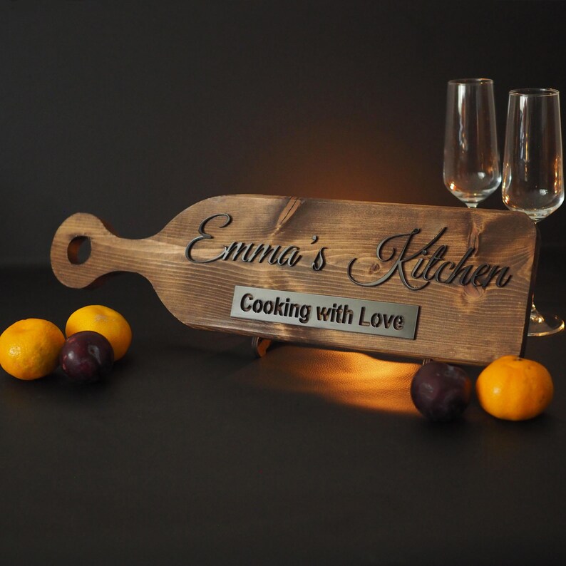 Personalized Kitchen Name Sign - Custom Wood Cutting Board Decor ...