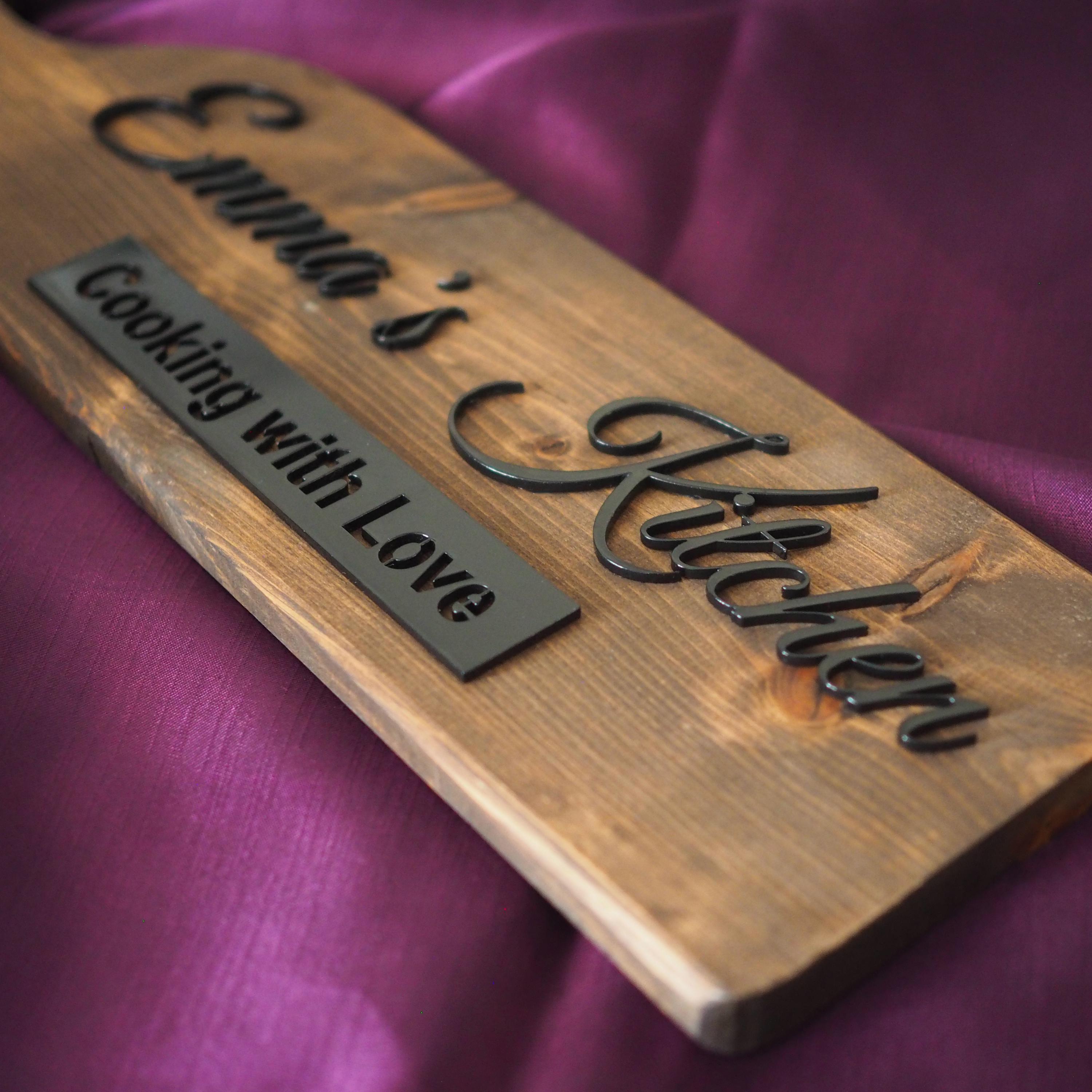 Personalized Kitchen Name Sign - Custom Wood Cutting Board Decor ...