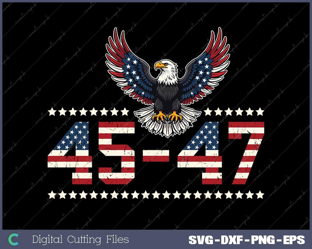 Trump 45 47 American Flag Png, Patriotic Numbers, Glitter Varsity USA ...