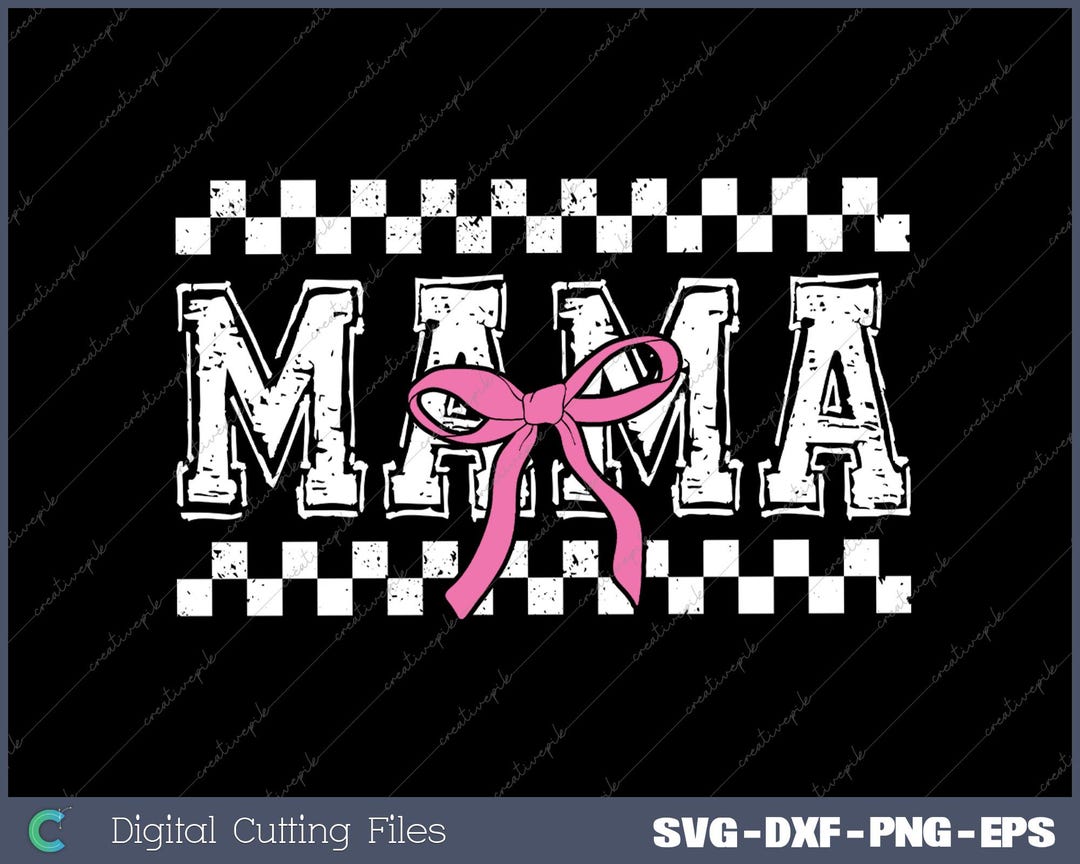 Mama Coquette Checker Bow PNG SVG: Retro Valentines Day (digital ...