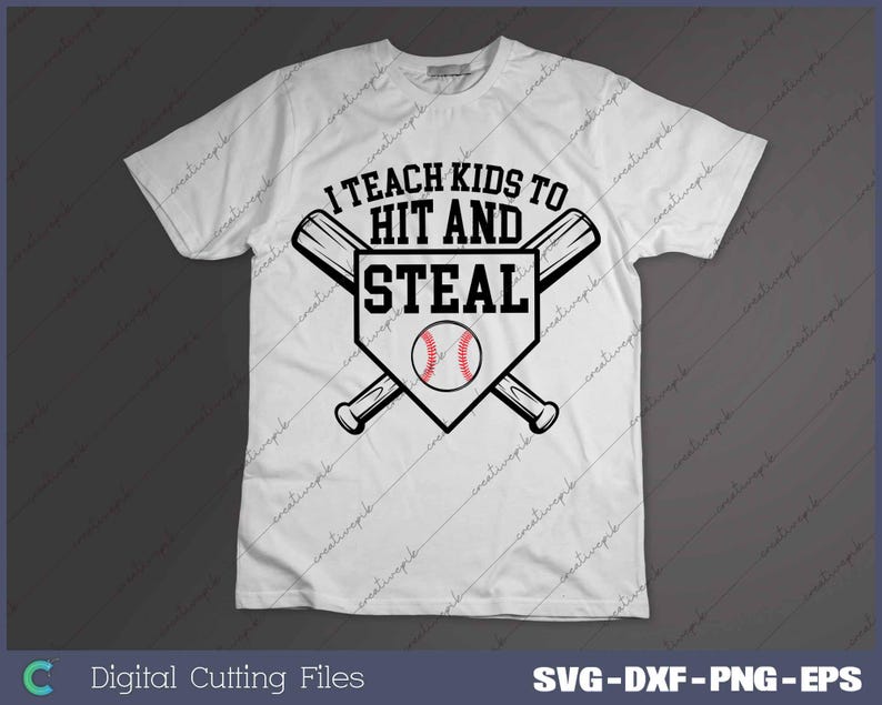 Funny Baseball Coach SVG: I Teach Kids to Hit and Steal (digital File ...