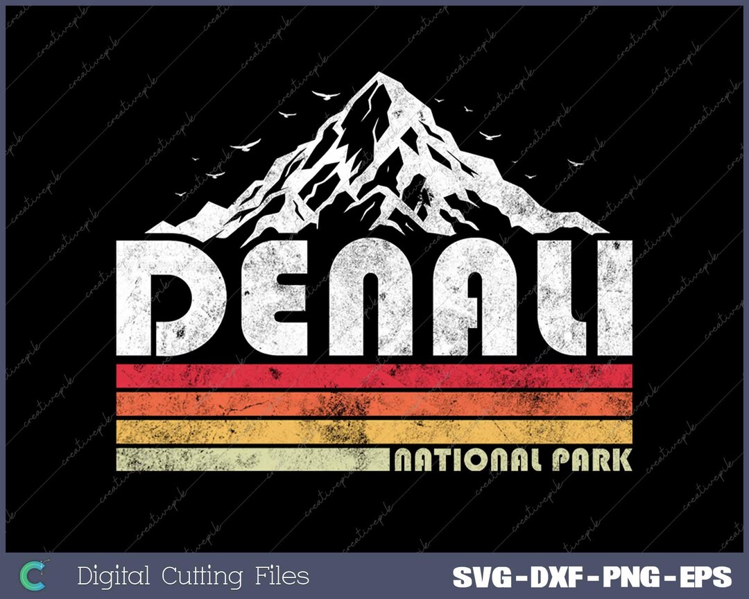 Vintage Mt Denali Alaska National Park Mountain Sunset Retro Svg, Png ...