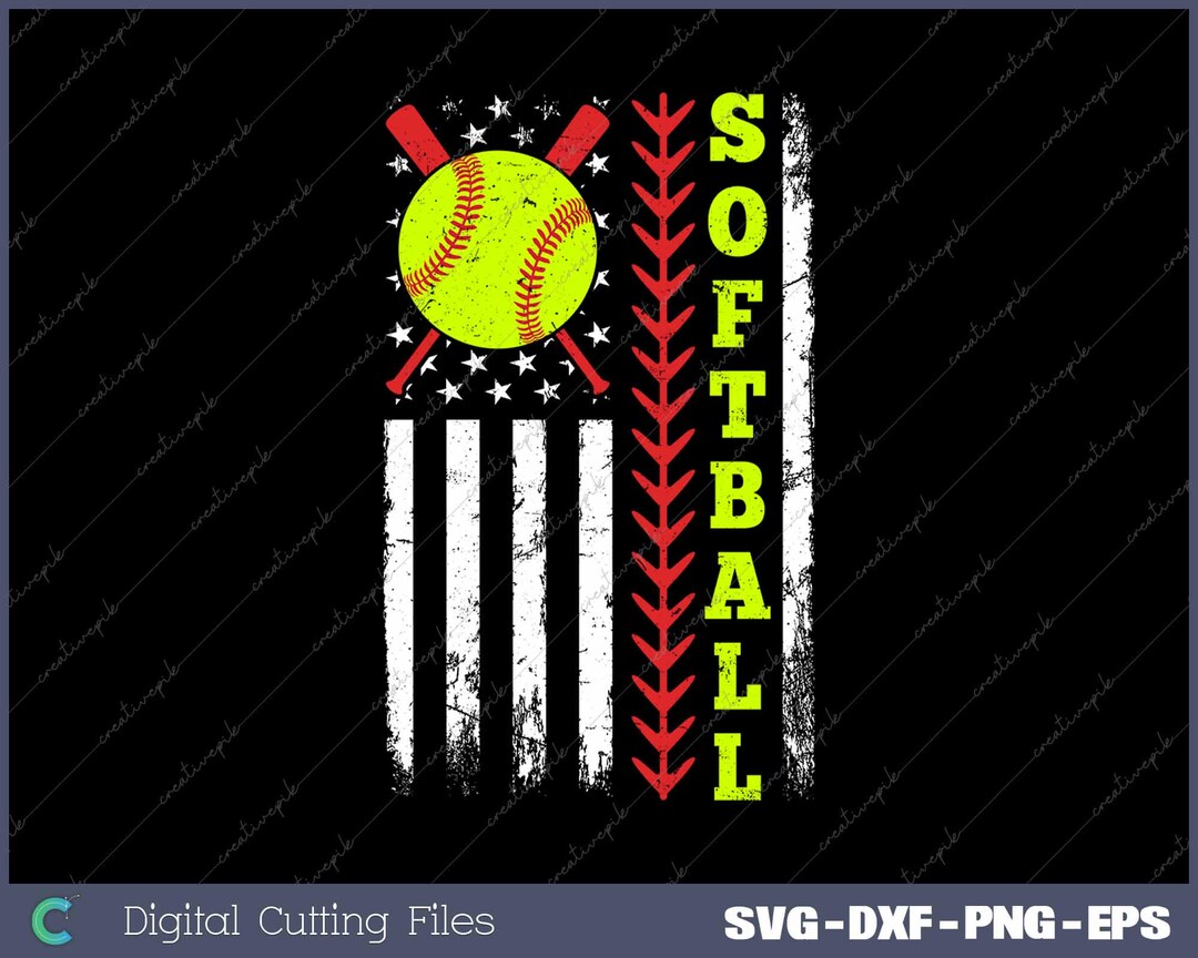 Distressed Softball American Flag SVG: Softball Mom Shirt Design ...