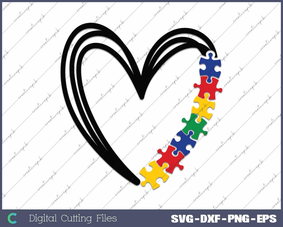 Autism Awareness Heart Puzzle - SVG, PNG, Digital File - Etsy