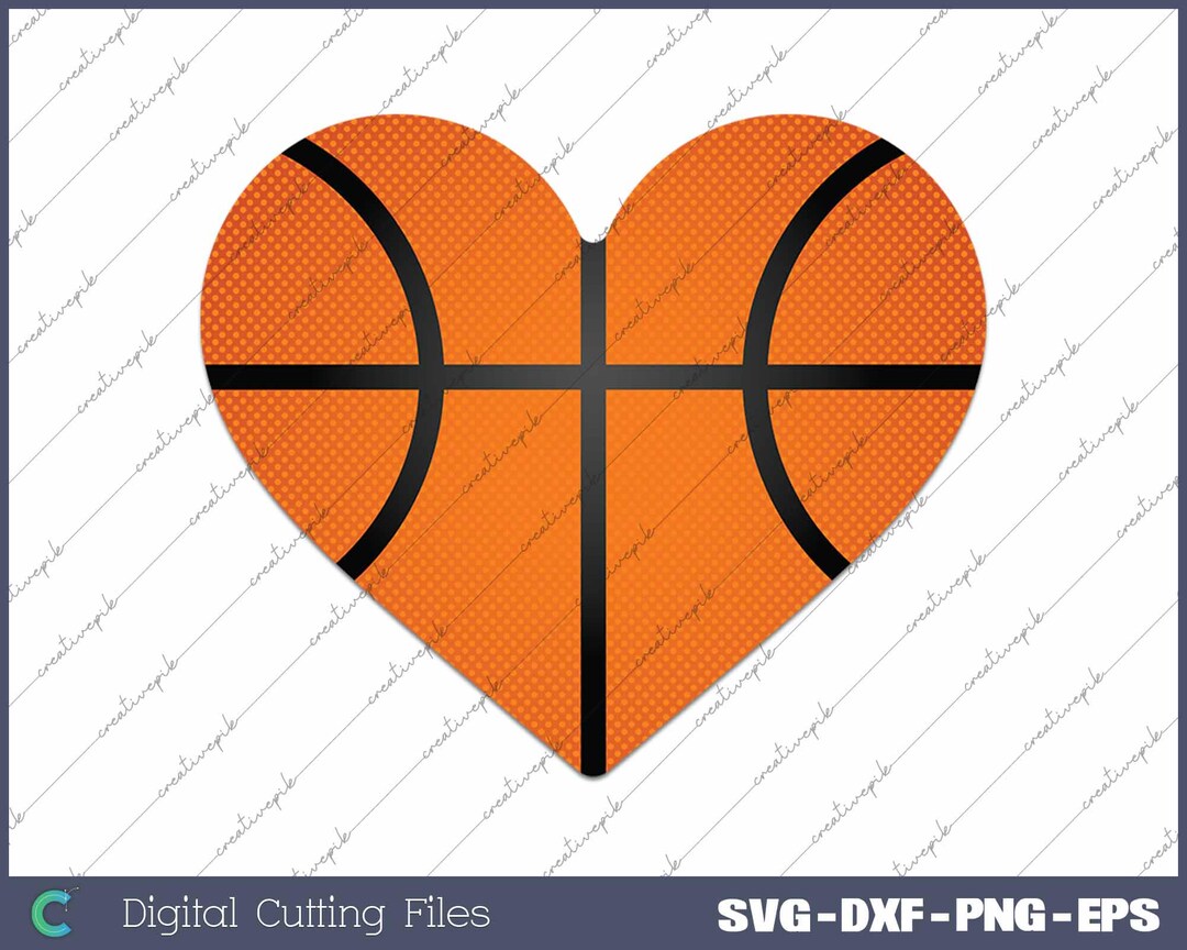 Basketball Heart Vector, Silhouette Svg, Png, Eps (digital File) - Etsy