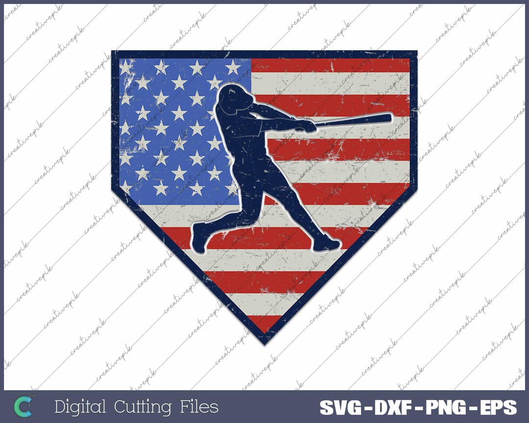 Vintage Baseball Player American Flag Png, Patriotic Baseball US Flag T ...