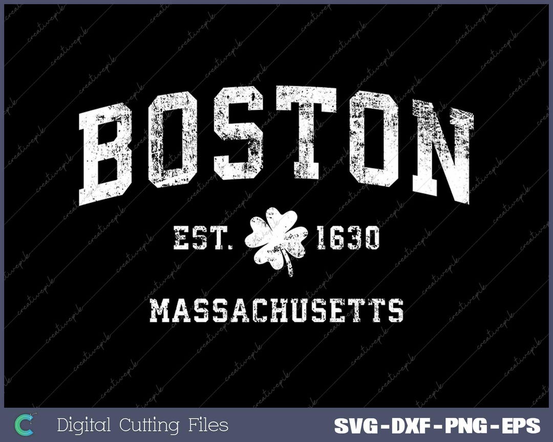 Boston Massachusetts Vintage Shamrock Sports Svg, Png, Digital File - Etsy