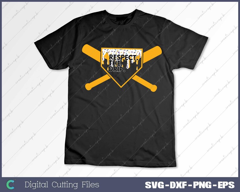 Respect the Drip Black Gold Baseball Ice Cream Drip Svg, Png, Digital ...