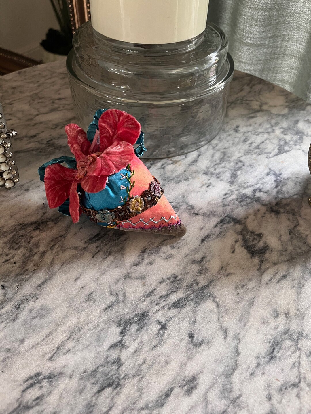 Strawberry Pincushion, Crazy Quilt, Vintage Flower, Lavender Sachet - Etsy