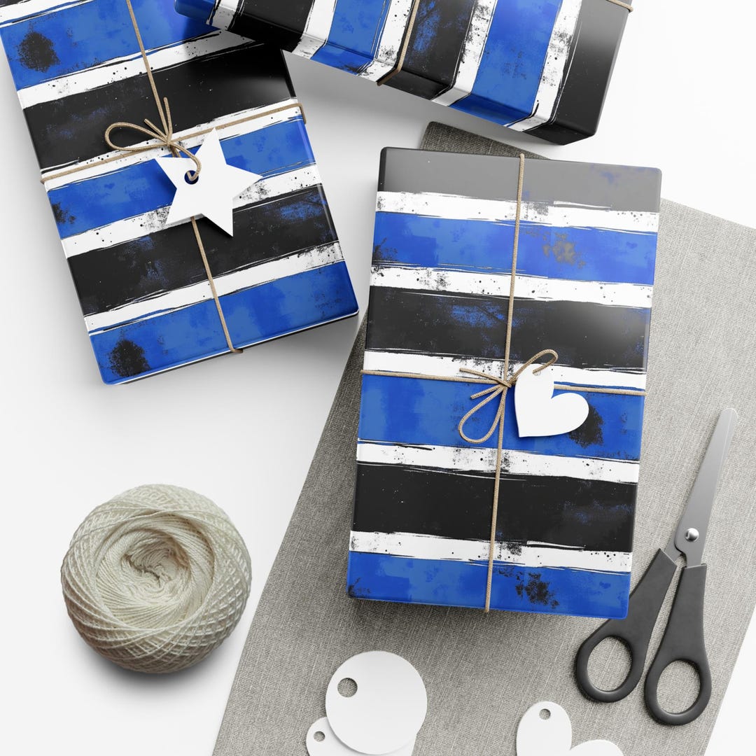 Wrapping Paper, Thin Blue Line Law Enforcement Inspired Gift Wrap ...