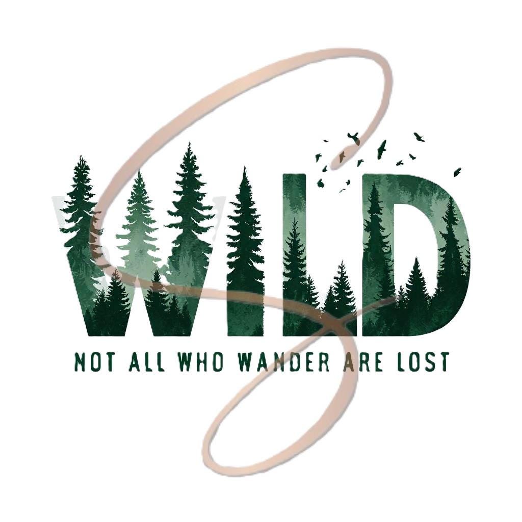 Digital Download - Bold Typography of WILD Filled With Evergreen Trees ...