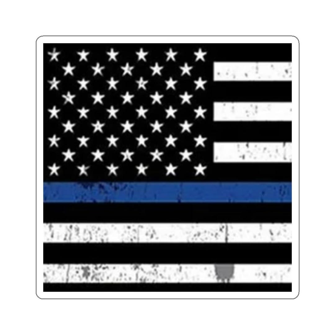Police Officer Blue Line Flag Sticker, Law Enforcement Vinyl Decal ...