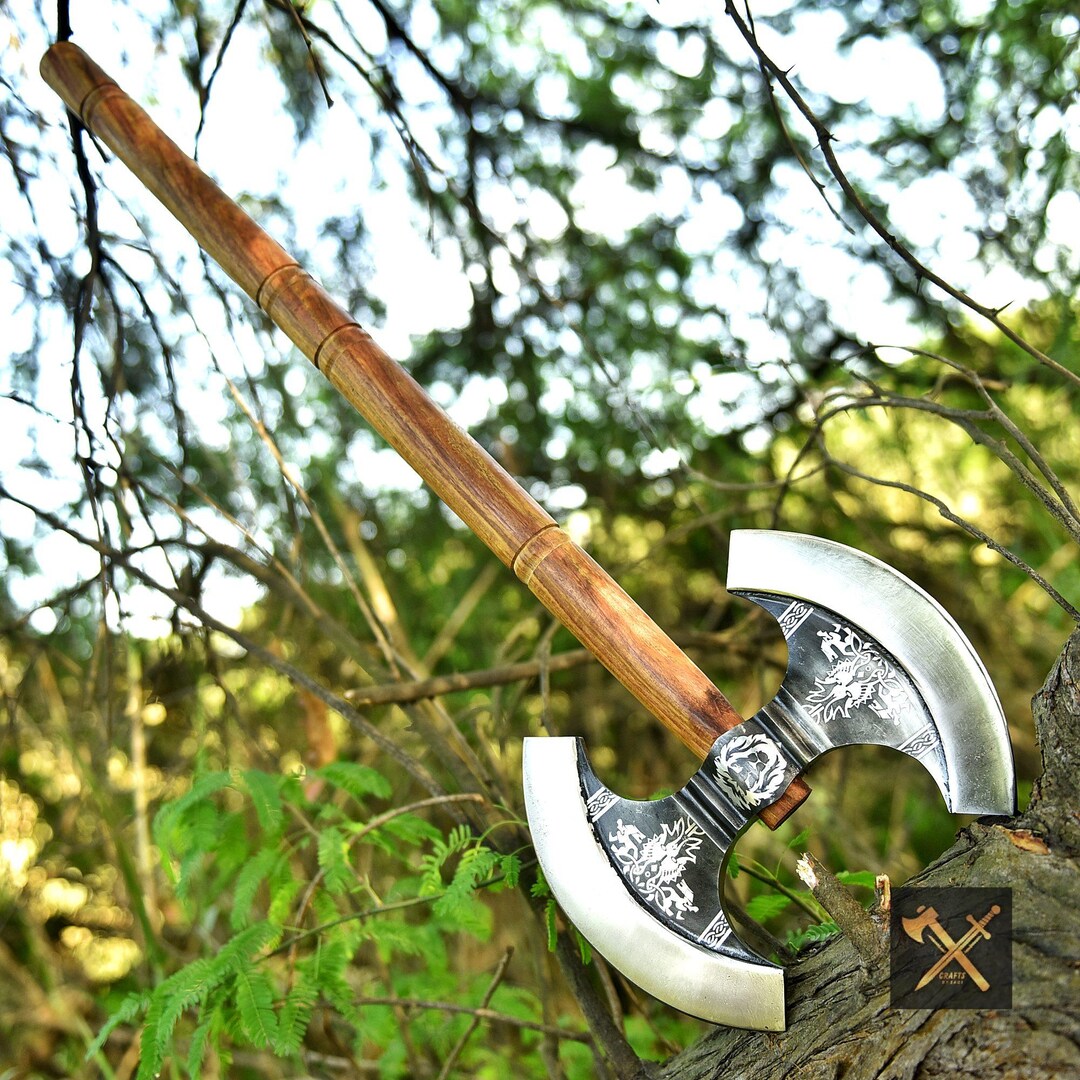 DOUBLE HEADED AXE, Hand Forged Axe, Viking Axe, Two Handed Axe, 2 Bit ...