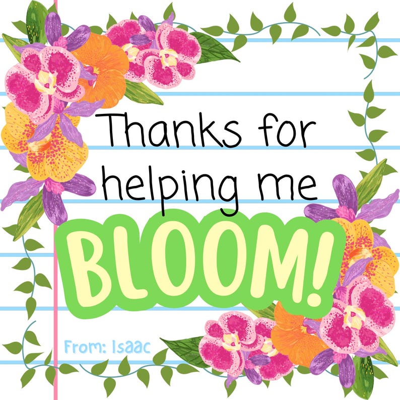 Thanks for Helping Me Bloom Teacher Appreciation Gift Tag - Etsy