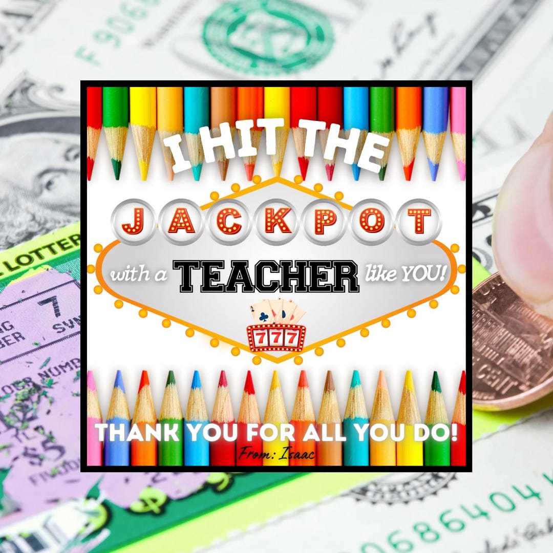 I Hit the Jackpot With a Teacher Like YOU Gift Tag for Teacher ...