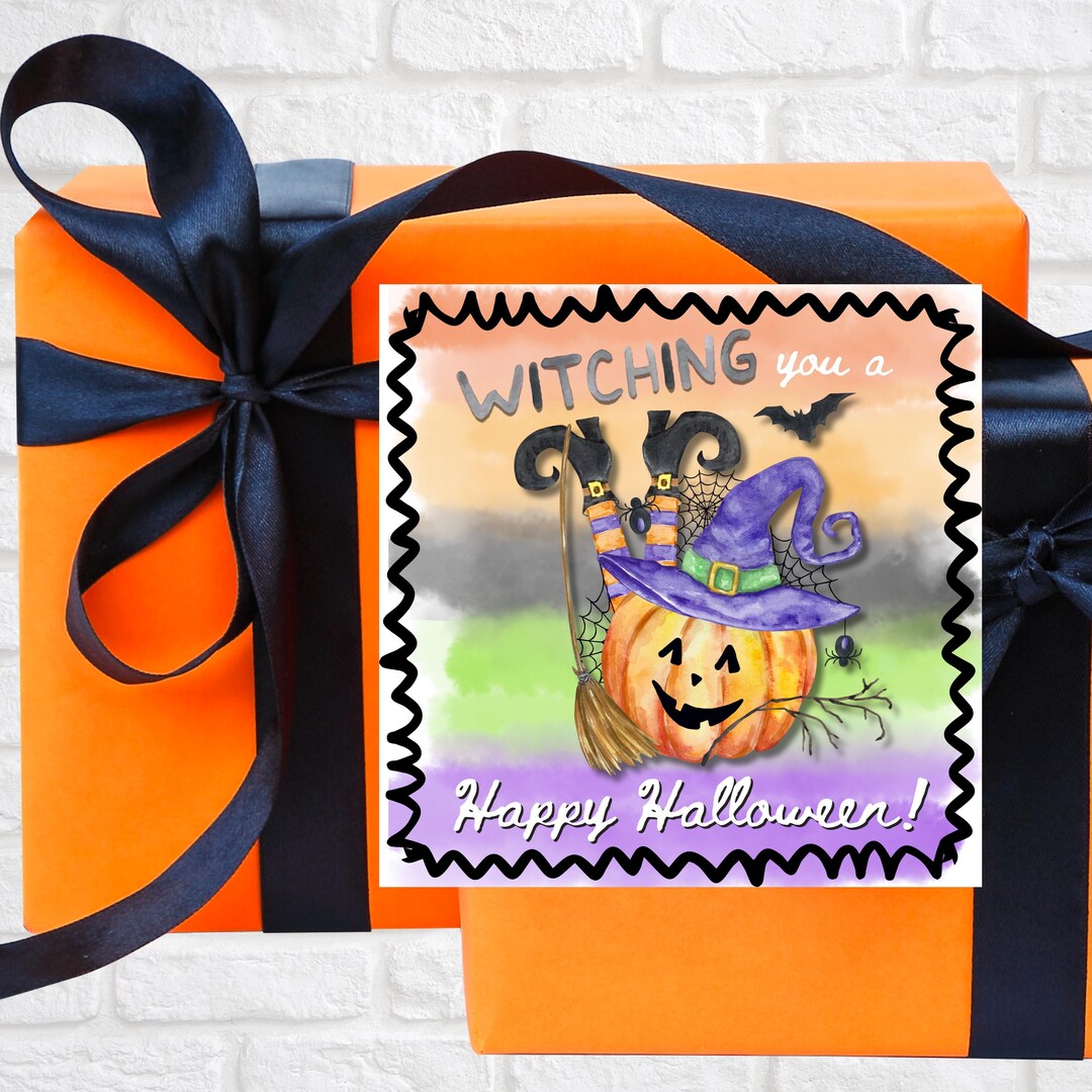 Witching You A Happy Halloween Gift Tag, Card, Design, Etc - Etsy