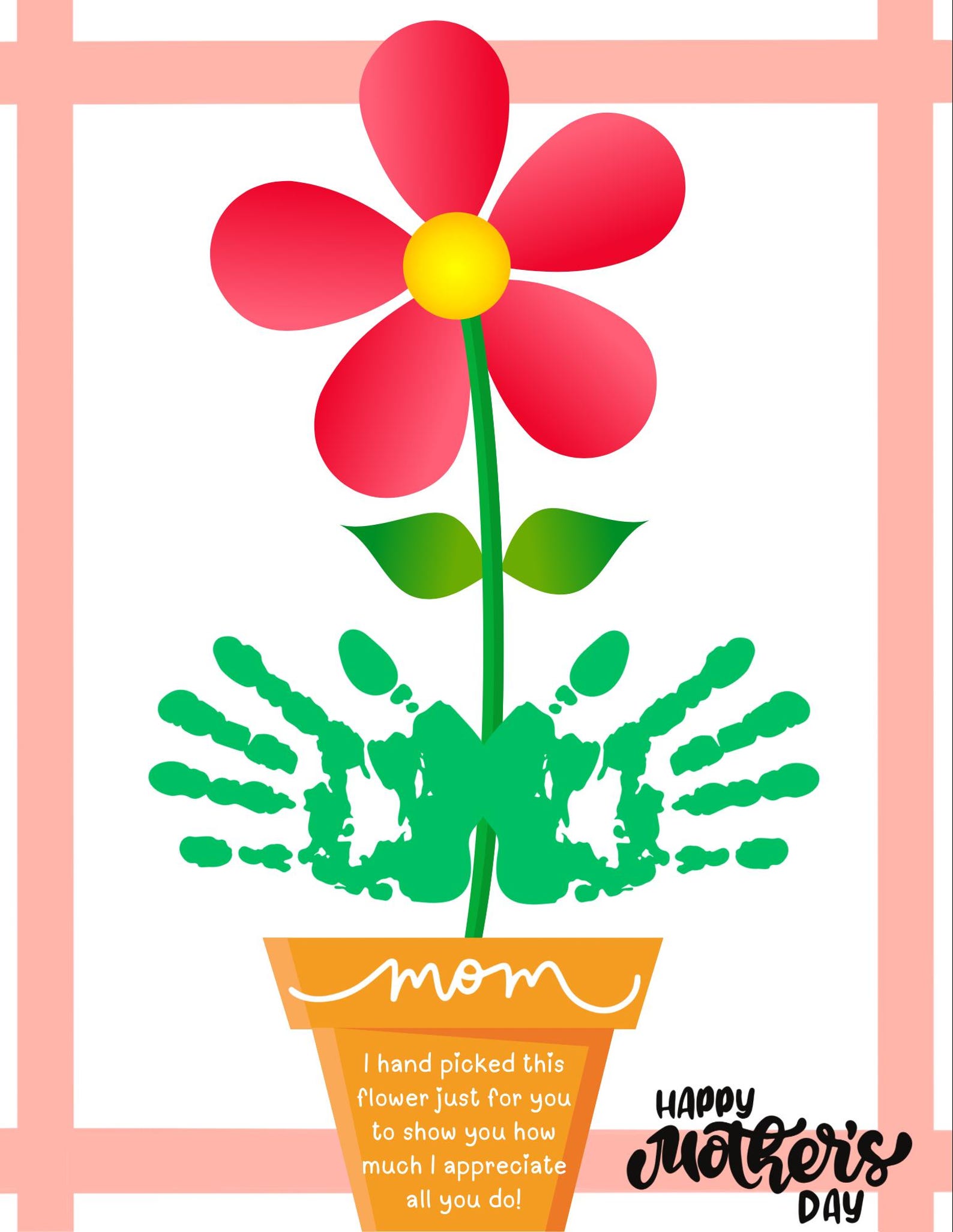 Handprint Craft & Coloring Page for Mother’s Day - Etsy