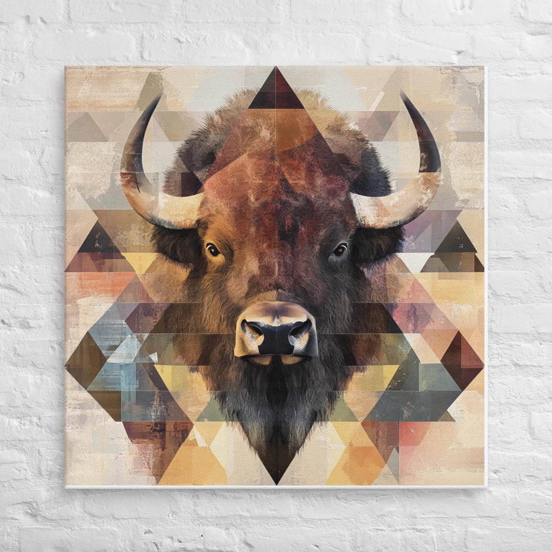 Modern Abstract Bison Canvas - Bold Wilderness Wall Art - Etsy