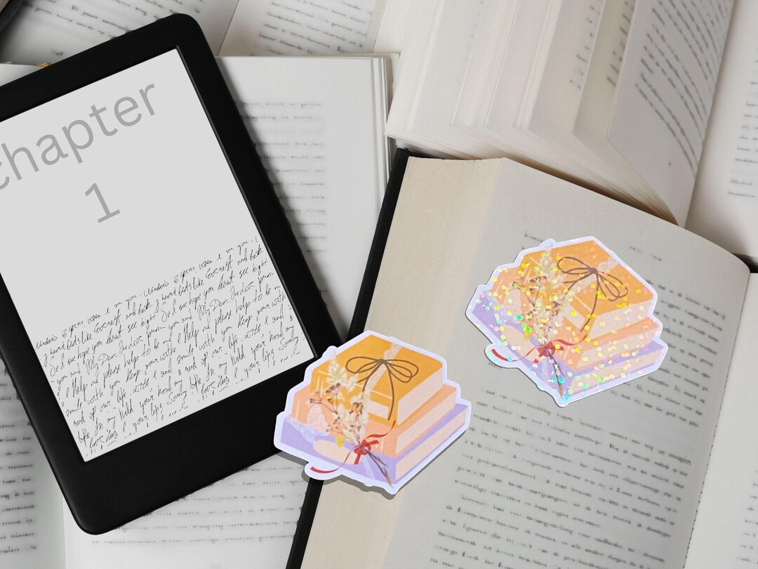 Coquette Holographic Book Stack Sticker – Cute Floral Aesthetic, Gift ...