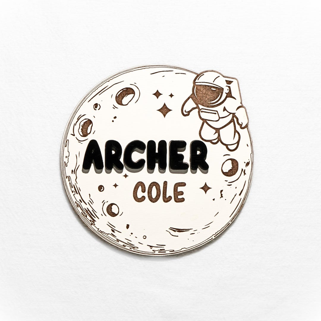 Moon Baby Name Plate Custom Newborn Name Astronaut Space Theme Baby ...