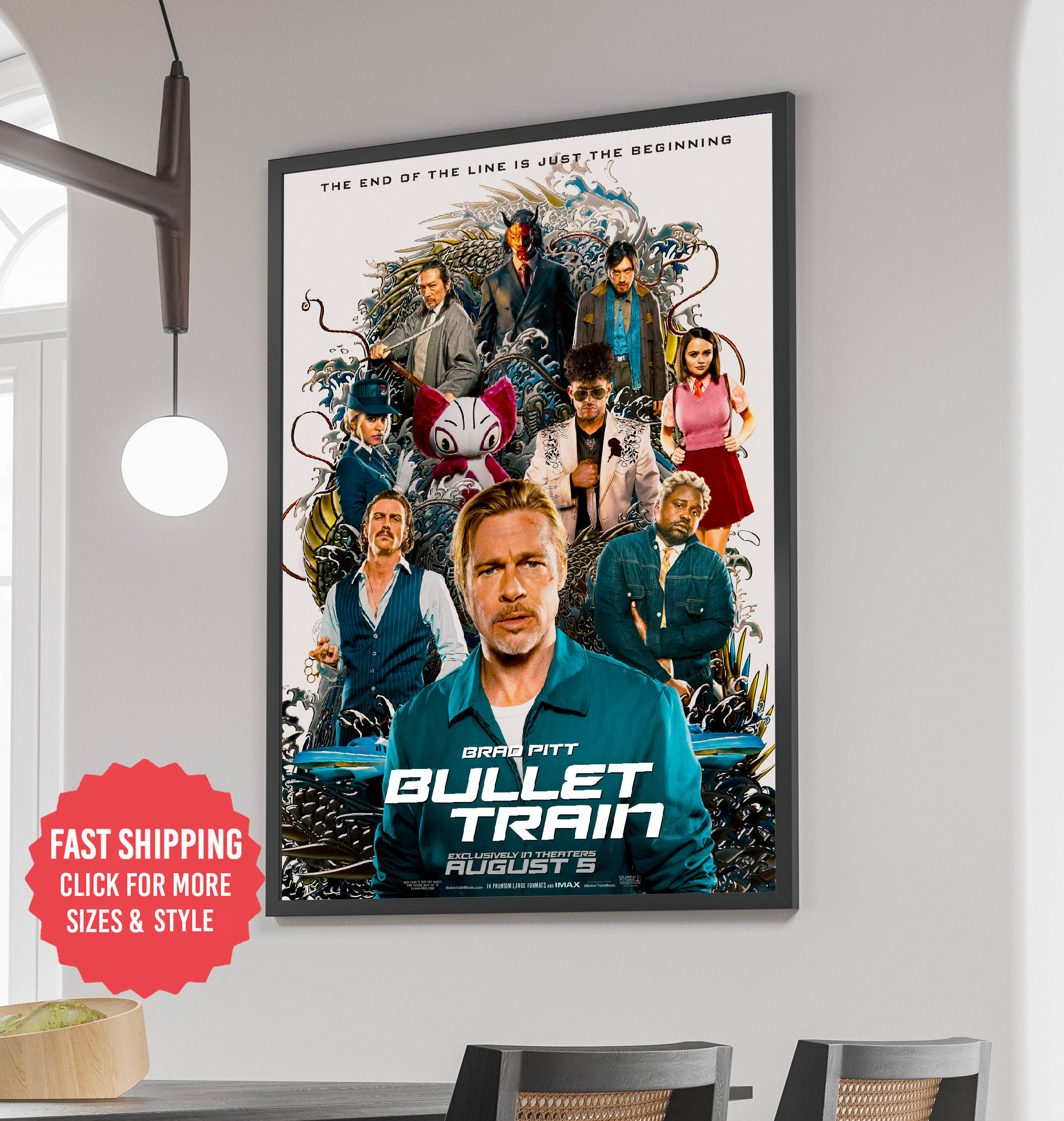 Bullet Train 2022 Movie Poster, Bullet Train BradPitt Movie Poster ...