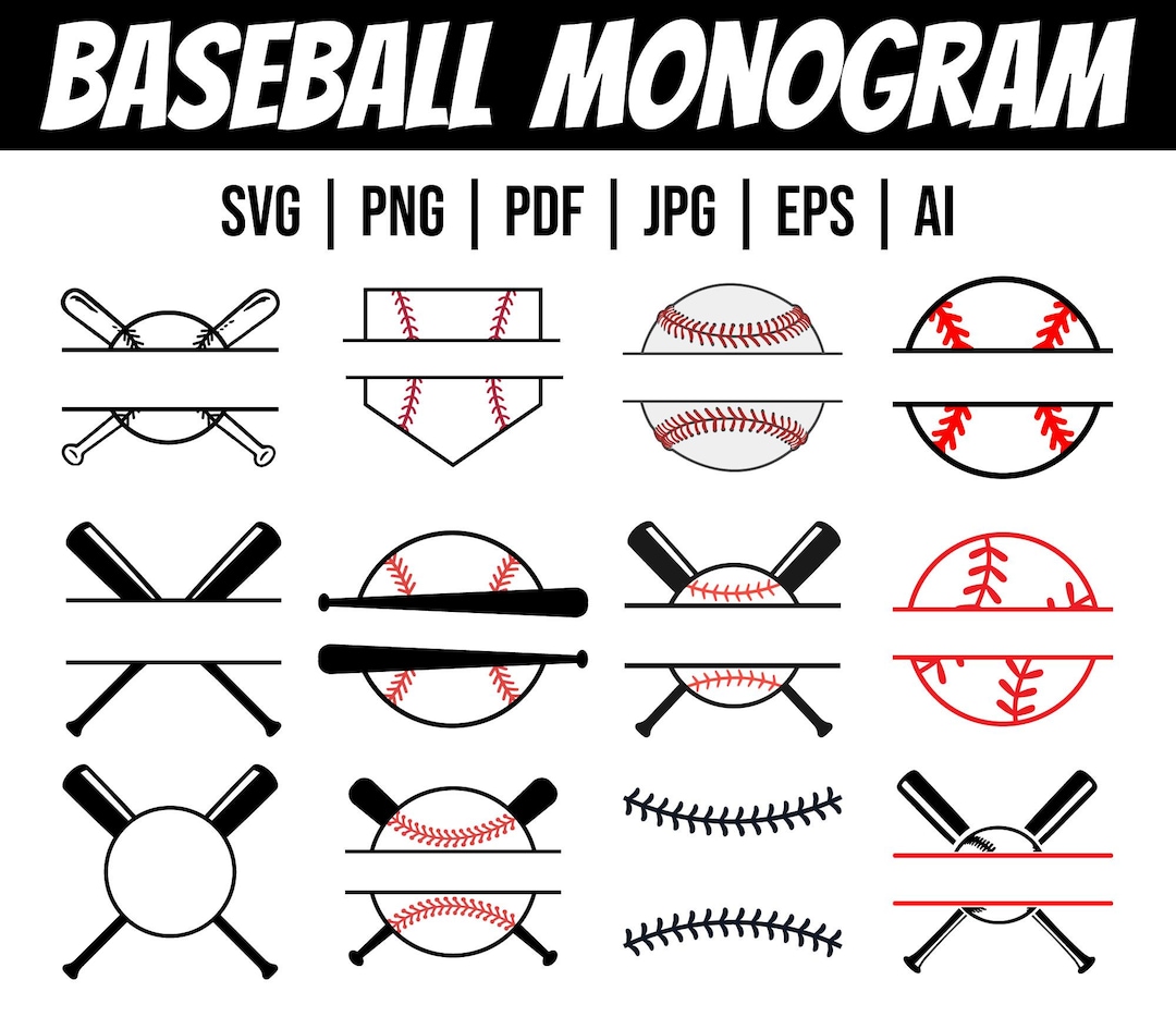 Baseball SVG Monogram Bundle, Baseball Svg. Baseball Stitches Svg ...