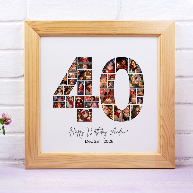 40th Birthday Photo Collage Template, Number 40 Collage, 40th Collage ...