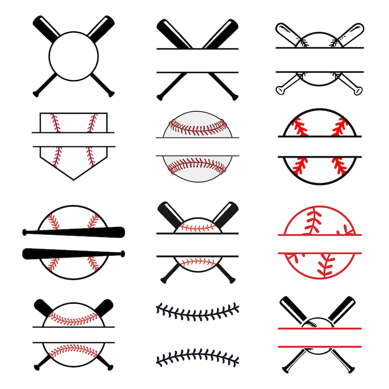 Baseball SVG Monogram Bundle, Baseball Svg. Baseball Stitches Svg ...