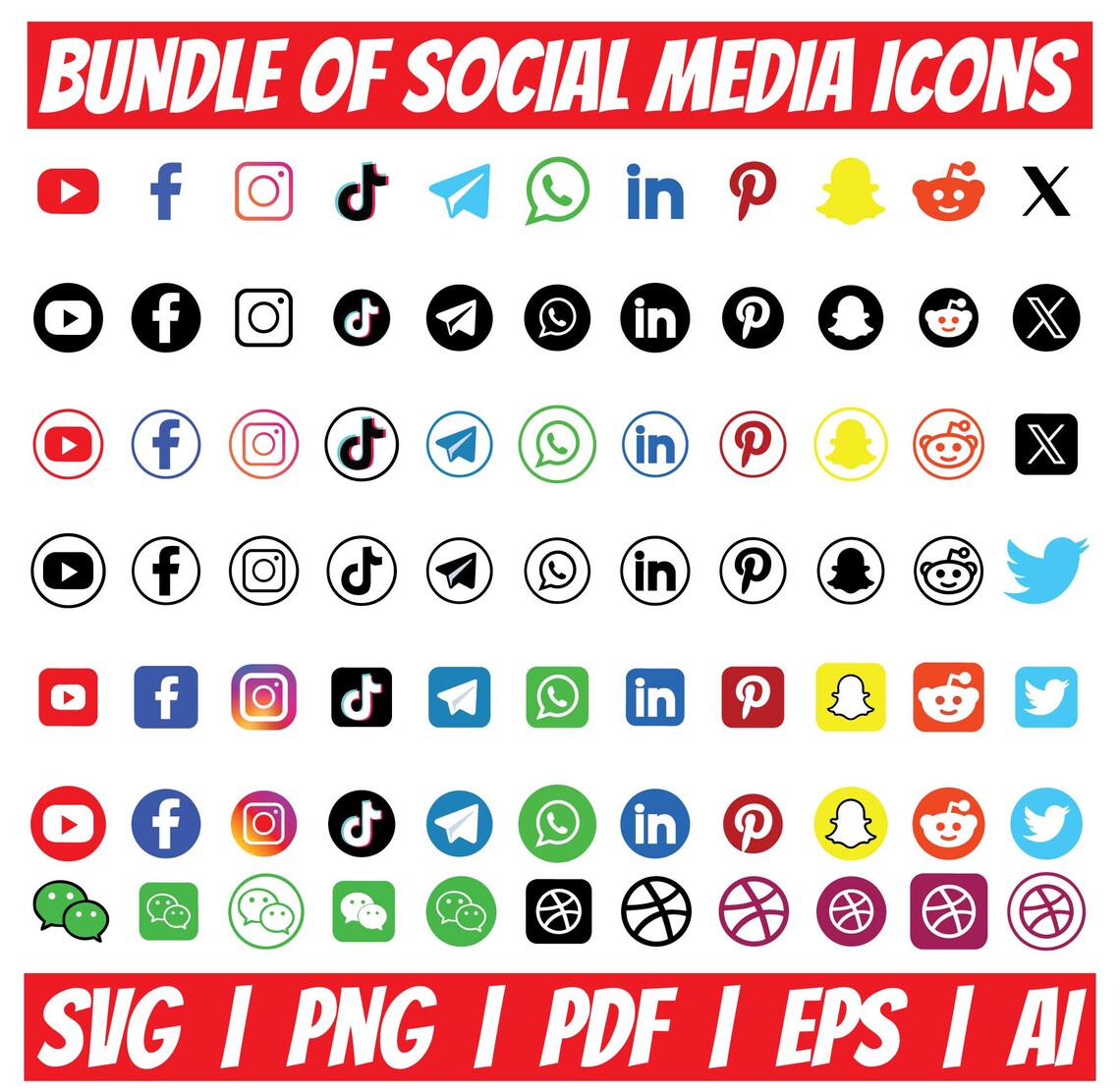 Mega Bundle of Social Media Icons, Social Media Icons Svg Bundle ...