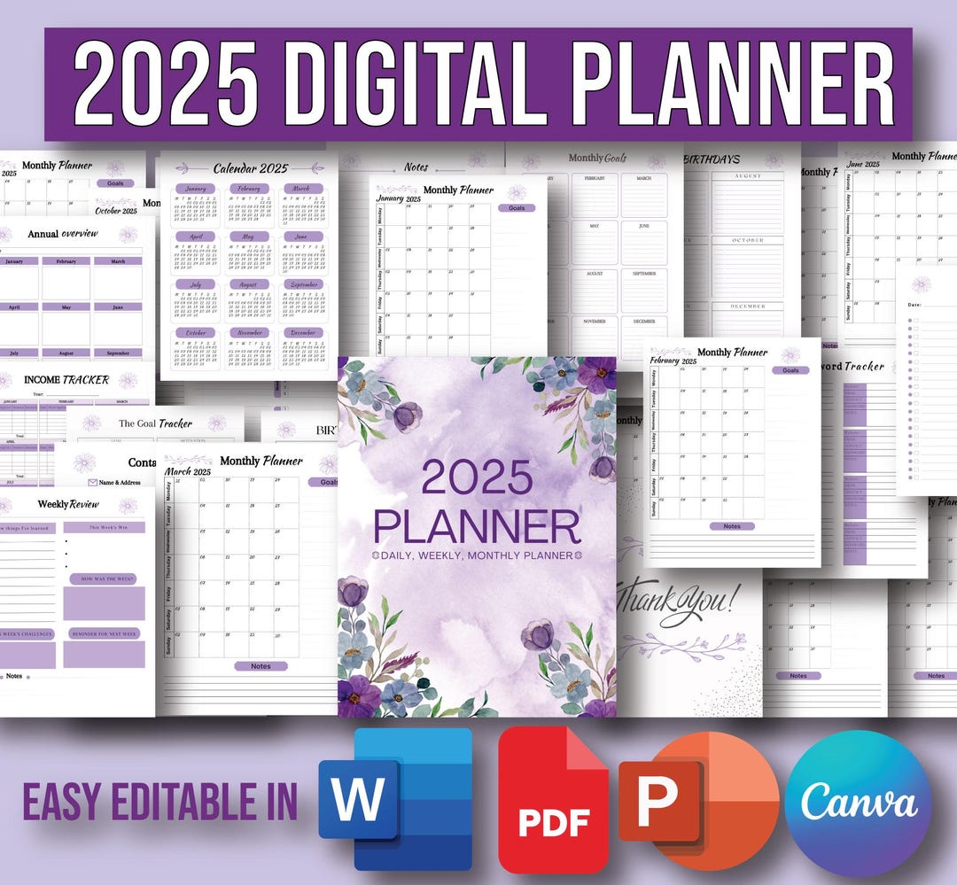 Digital Planner 2025, Editable 2025 Planner Canva Template, Digital ...