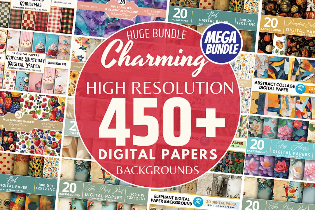Mega Bundle of Digital Paper Pack, Christmas Digital Paper, Floral ...