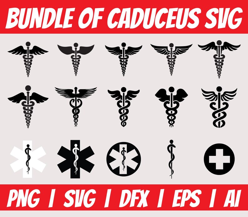 Bundle of Caduceus Symbols SVG, Nurse SVG, Medical Doctor Print ...