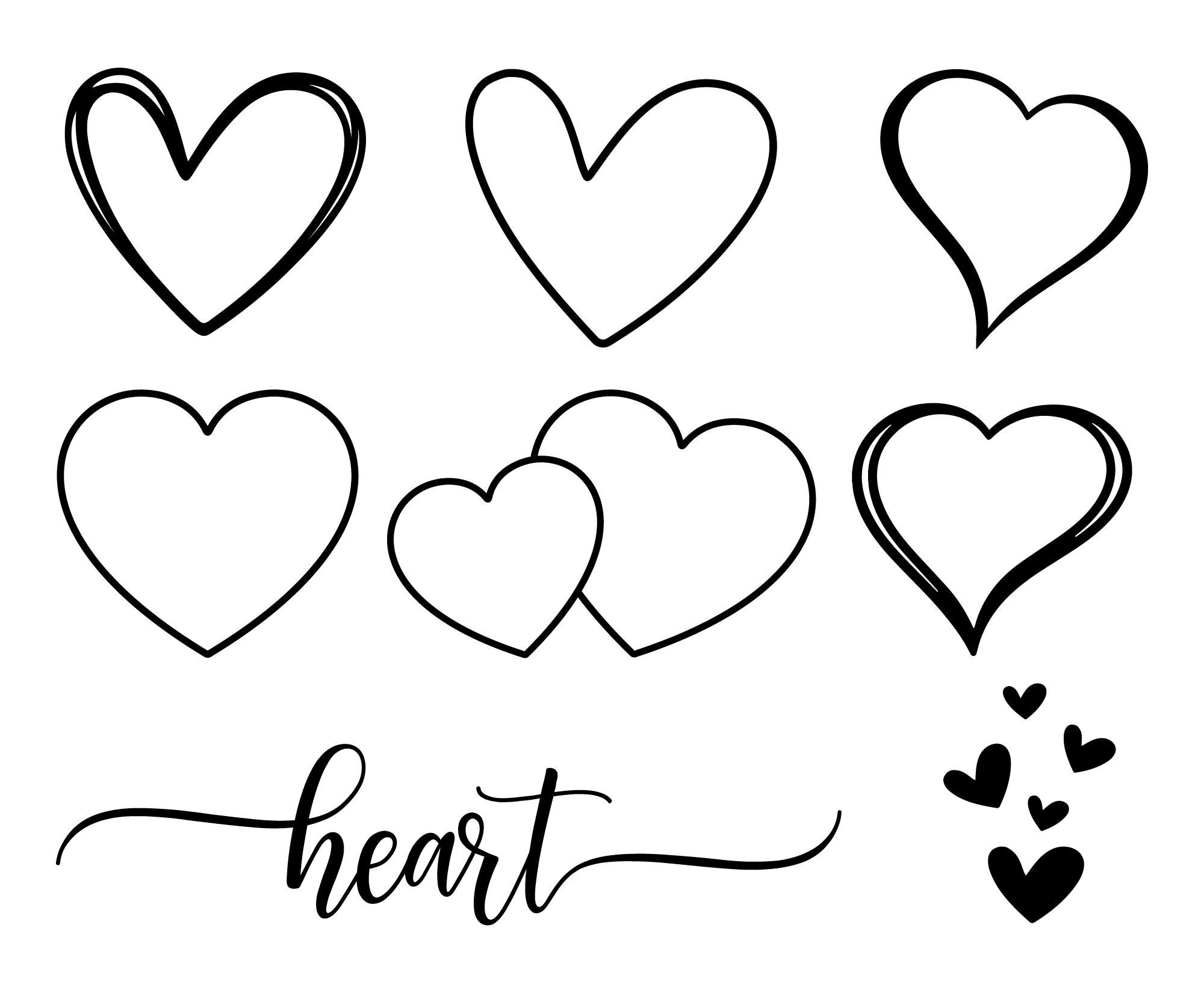 Hearts Svg Bundle, Heart Outline Svg, Heart Cut Files, Heart Clipart ...