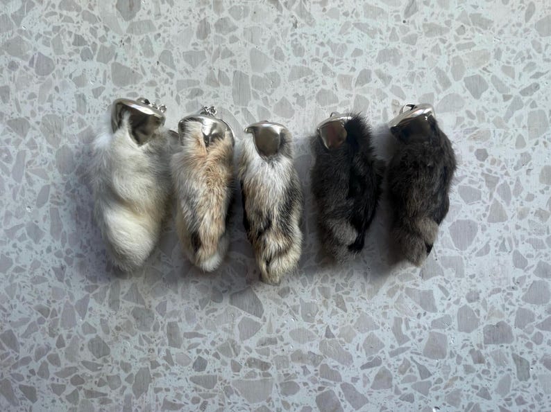 Lucky Rabbit Foot Keychain Silver Bell Hardware (rear Foot) - Etsy