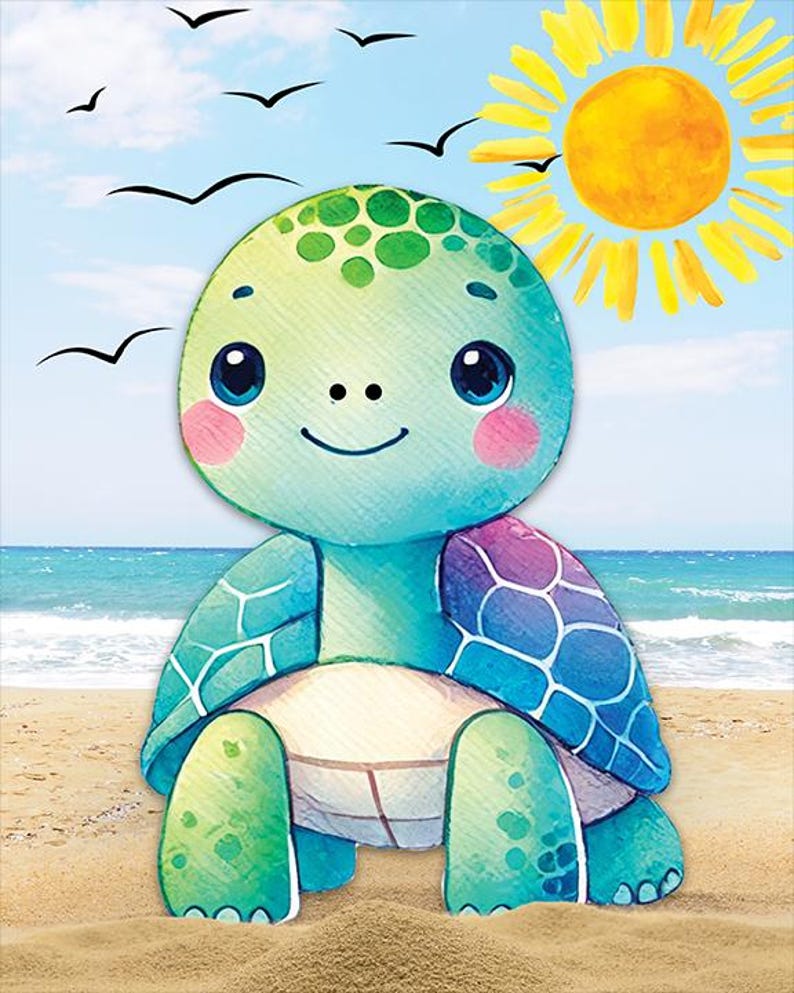 WHIMSICAL TURTLE ARTWORK. Child's Room, Nursery, Playroom. Bring Turtle ...
