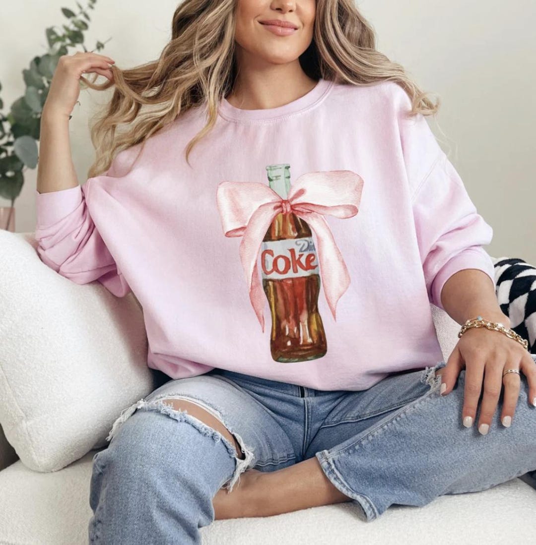 Diet Coke Just A Girl Sweatshirt Drink With Bow Sweater Pink Clean Girl ...
