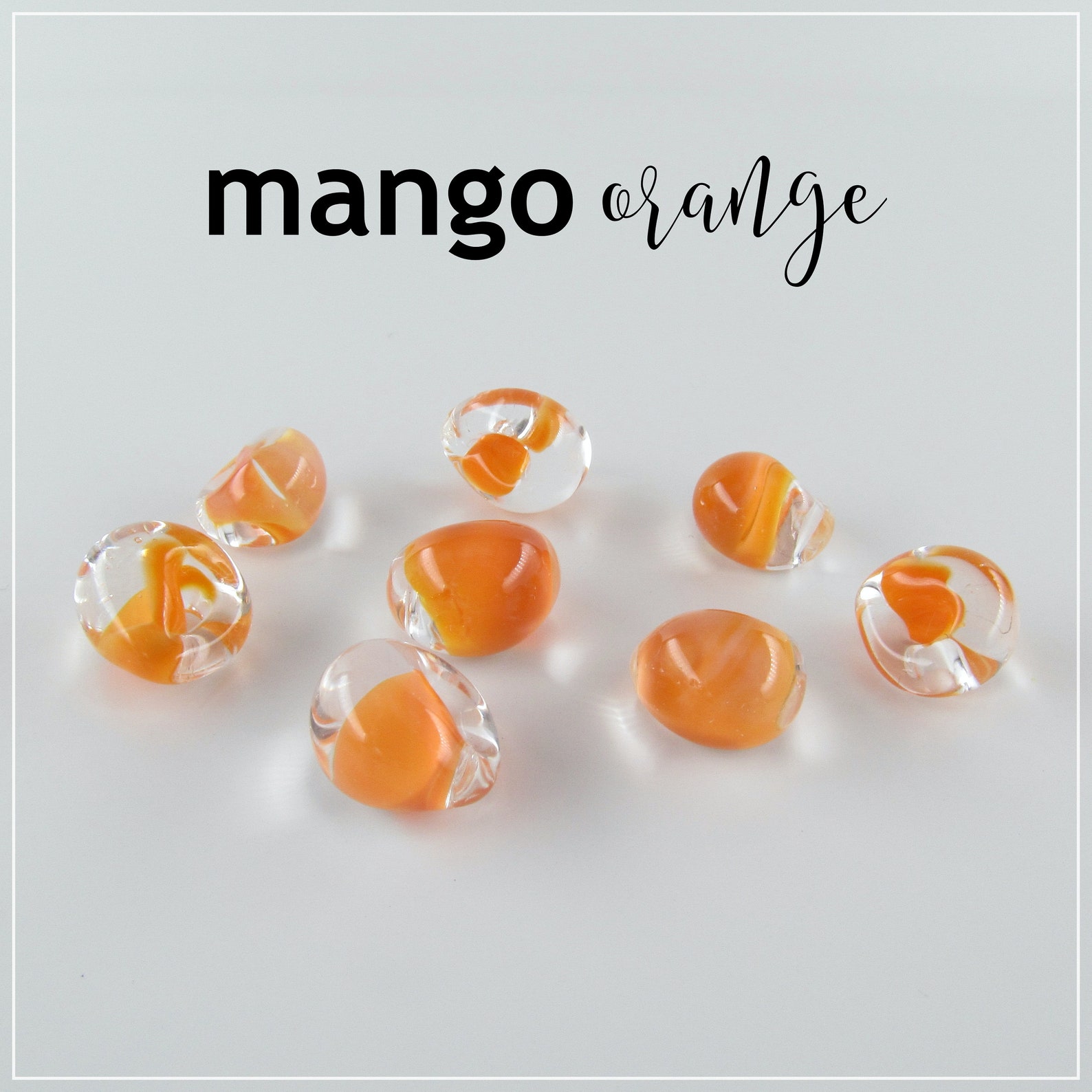 Mango Orange Threaders, Sterling Silver Chain Dangles, Lampwork Glass ...