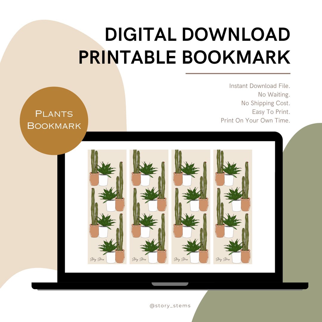 Boho Cactus Printable Bookmark | Digital Download for Book Lovers ...