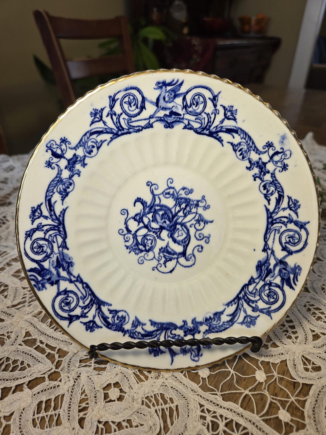 Victorian "griffin" Flow Blue Bone China Plate Circa 1800's England - Etsy