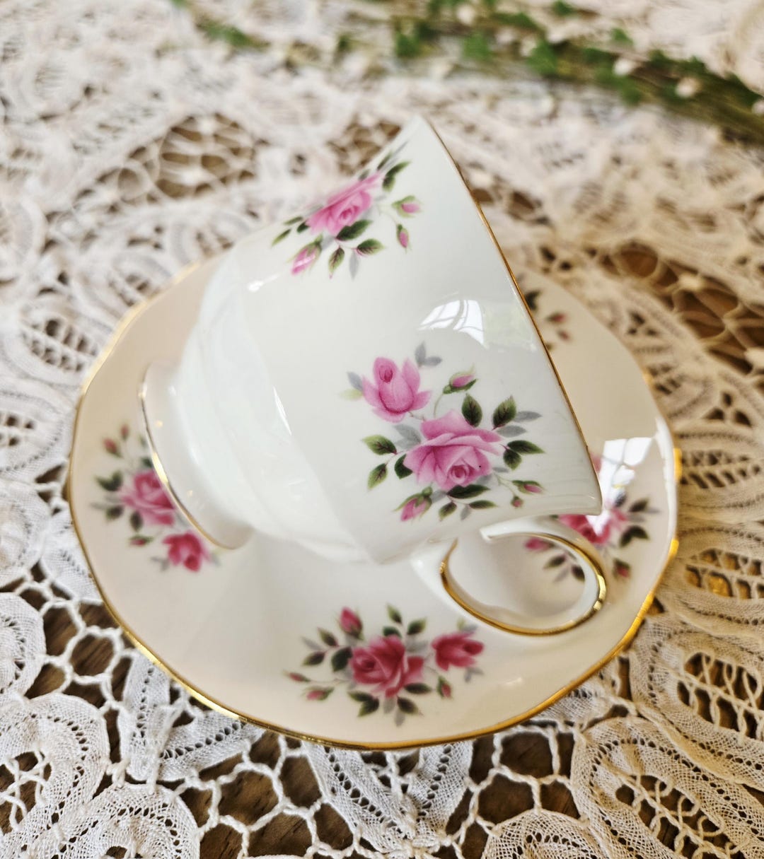 Vintage Queen Anne Tea Rose Teacup and Saucer Set - Etsy